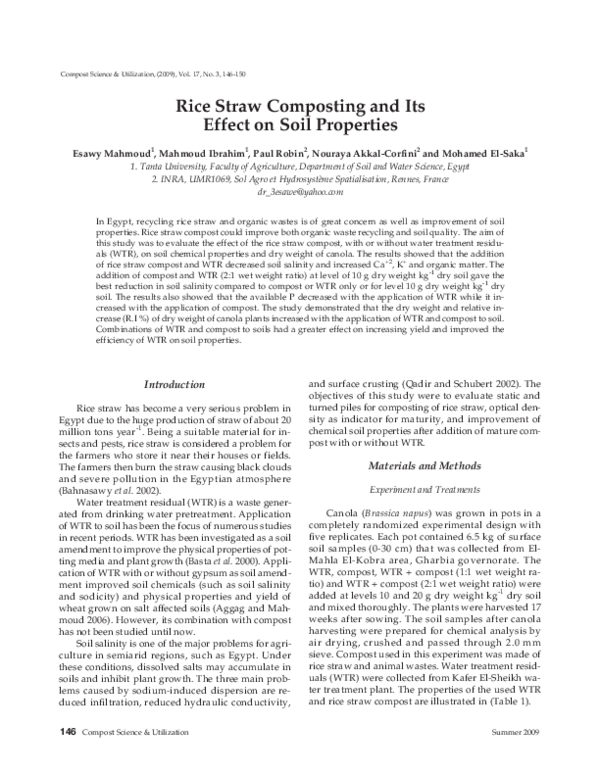 (PDF) Rice straw composting and its effect on soil properties