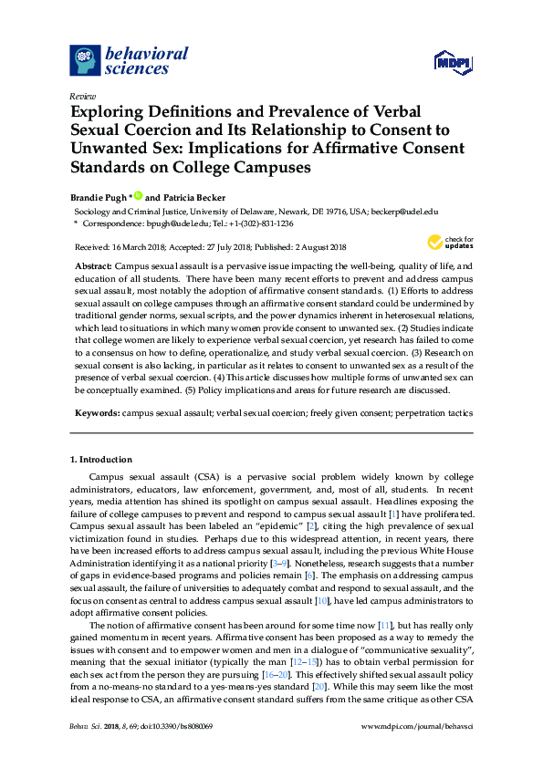(PDF) Exploring Definitions and Prevalence of Verbal Sexual Coercion ...