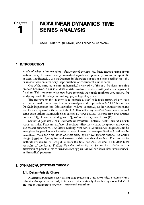 (PDF) Nonlinear dynamics time series analysis