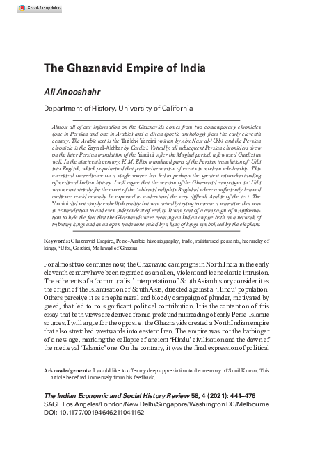 (PDF) The Ghaznavid Empire of India