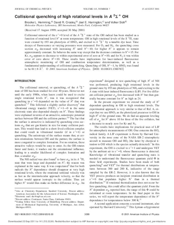 (PDF) Collisional quenching of high rotational levels in A [sup 2]Σ[sup ...