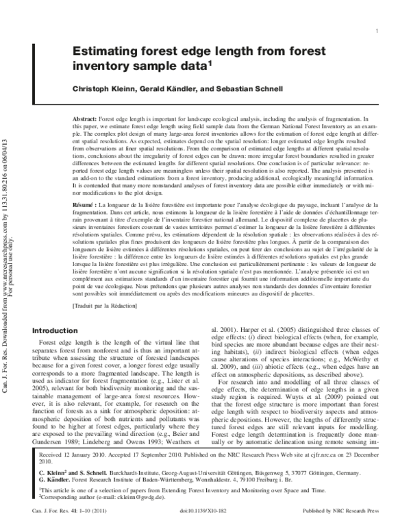 (PDF) Estimating forest edge length from forest inventory sample ...