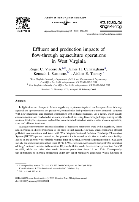 (PDF) Effluent and production impacts of flow-through aquaculture ...