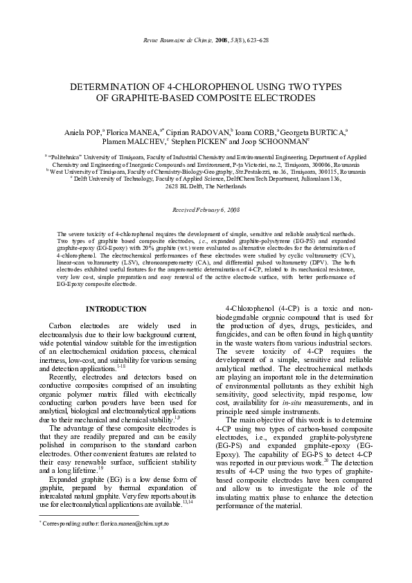 (PDF) Determination of 4-chlorophenol using two types of graphite-based ...