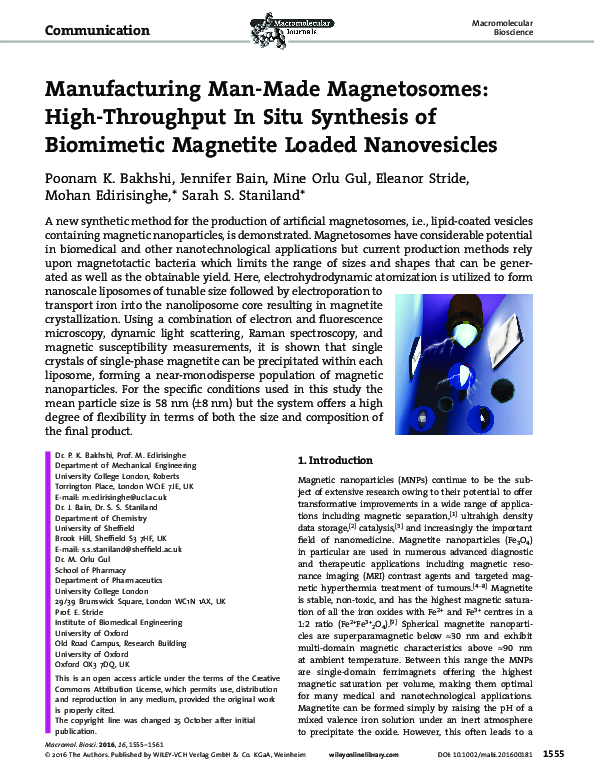 (PDF) Manufacturing Man-Made Magnetosomes: High-Throughput In Situ ...