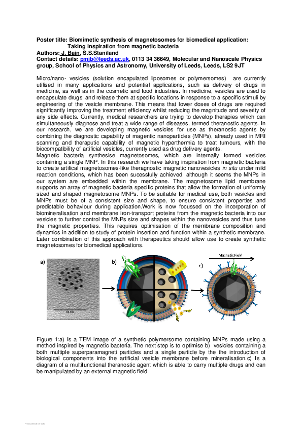 (PDF) Biomimetic synthesis of magnetosomes for biomedical application ...