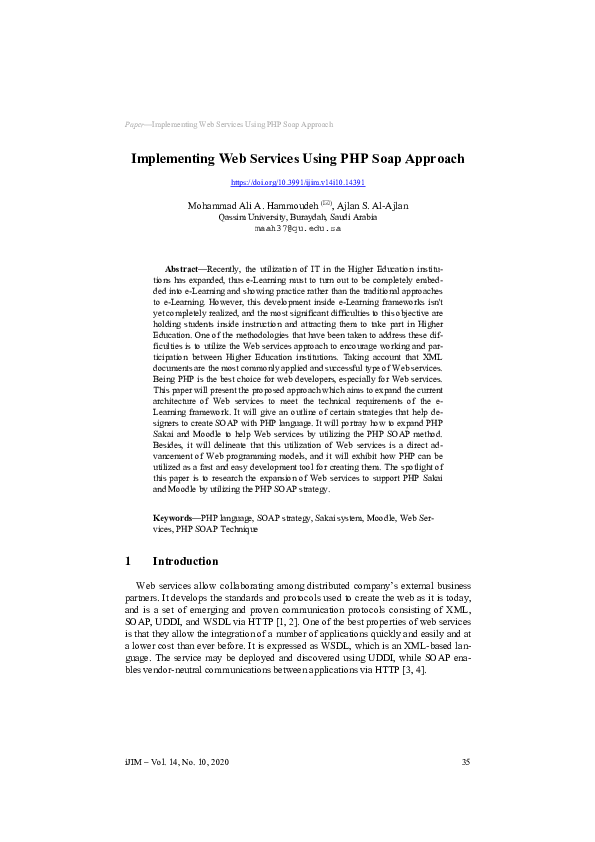 (PDF) Implementing Web Services using PHP Soap Approach