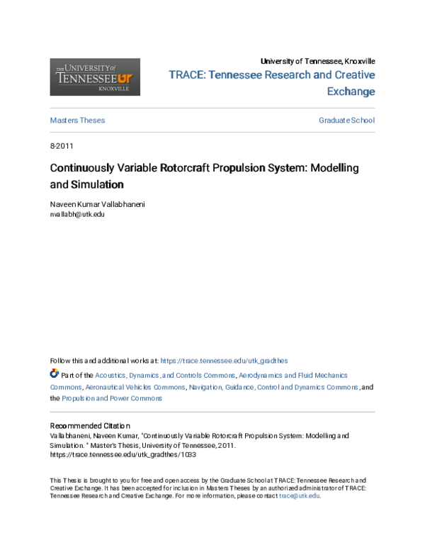 (PDF) Continuously Variable Rotorcraft Propulsion System: Modelling and ...