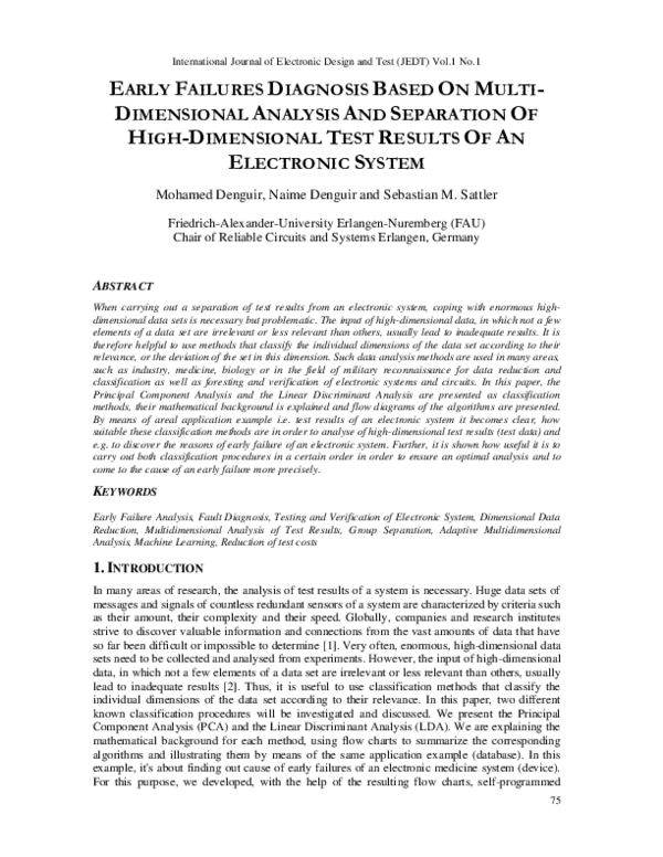 (PDF) Early Failures Diagnosis Based on Multidimensional Analysis and ...