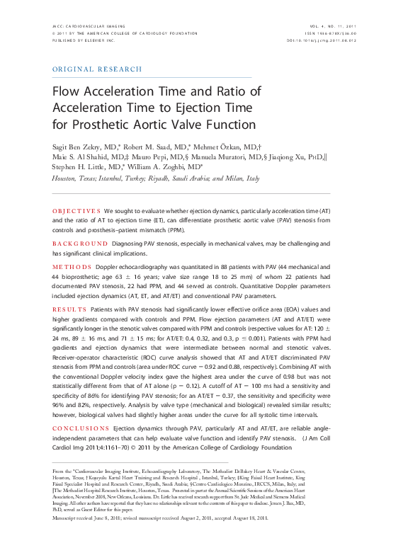 (PDF) Flow Acceleration Time and Ratio of Acceleration Time to Ejection ...
