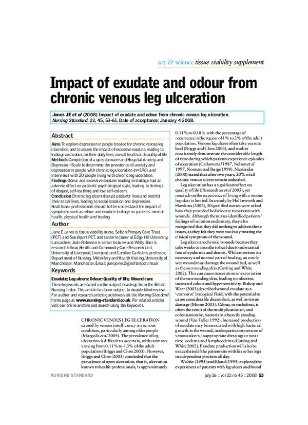 (PDF) Impact of exudate and odour from chronic venous leg ulceration