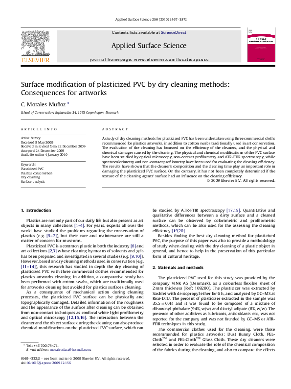 (PDF) Surface modification of plasticized PVC by dry cleaning methods ...