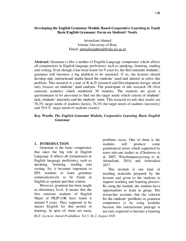 (PDF) Developing the English Grammar Module Based-Cooperative Learning ...