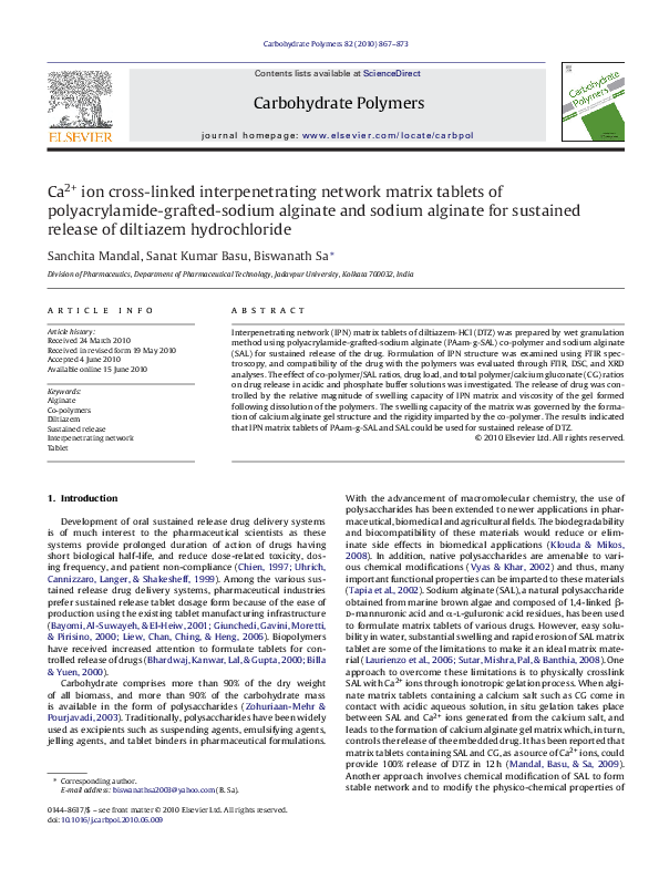 (PDF) Ca2+ ion cross-linked interpenetrating network matrix tablets of ...