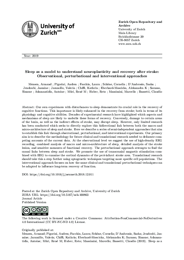 (PDF) Sleep as a model to understand neuroplasticity and recovery after ...