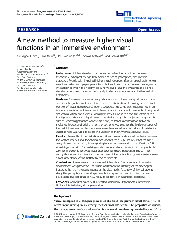 (PDF) A new method to measure higher visual functions in an immersive ...