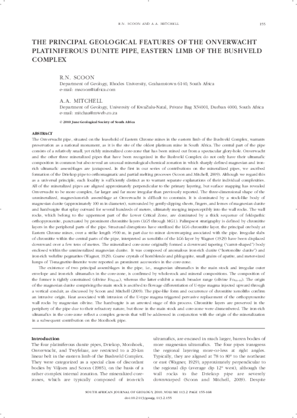 (PDF) The Principal Geological Features of the Onverwacht Platiniferous ...