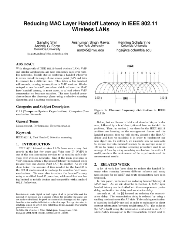 (PDF) Reducing MAC layer handoff latency in IEEE 802.11 wireless LANs