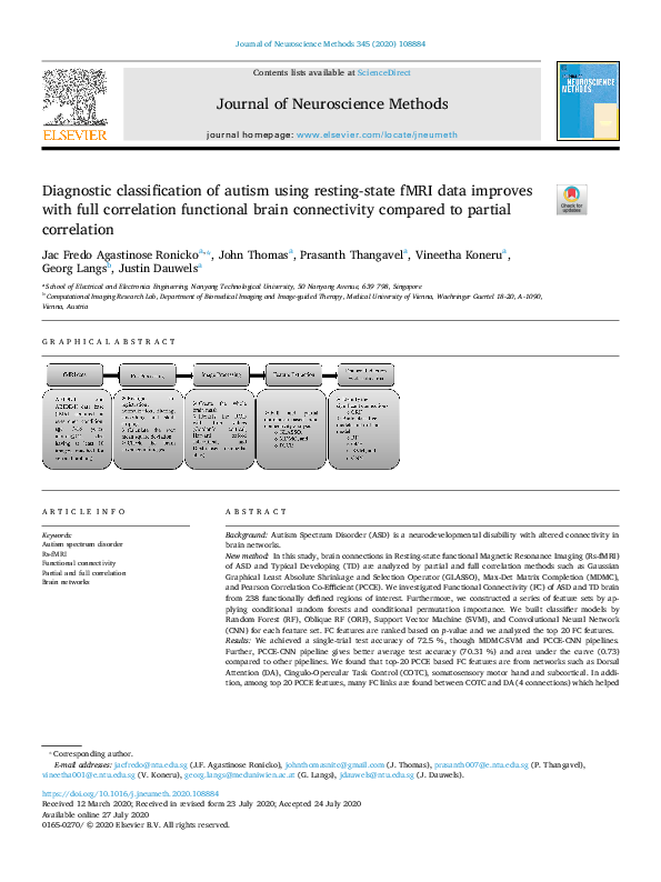 (PDF) Diagnostic classification of autism using resting-state fMRI data improves with full ...