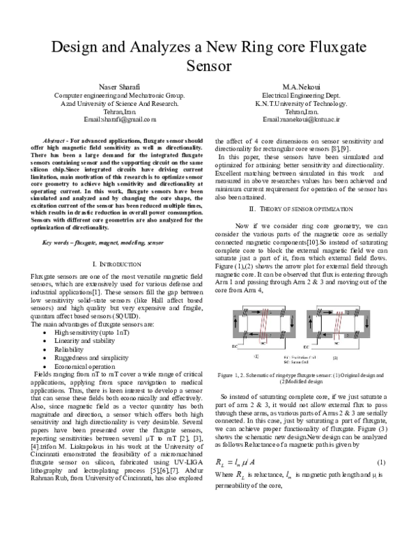 (PDF) Design and analyzes a new ring core fluxgate sensor