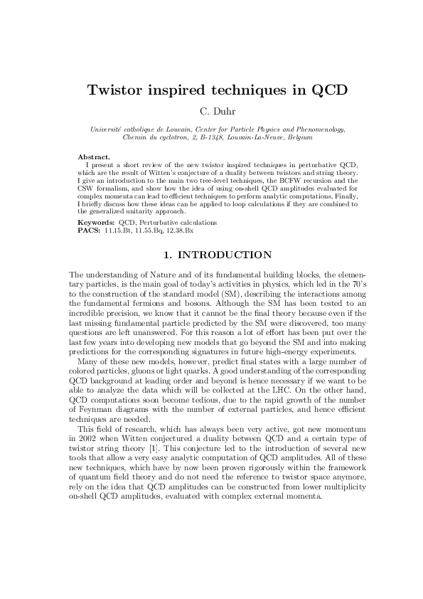 (PDF) Twistor inspired techniques in QCD