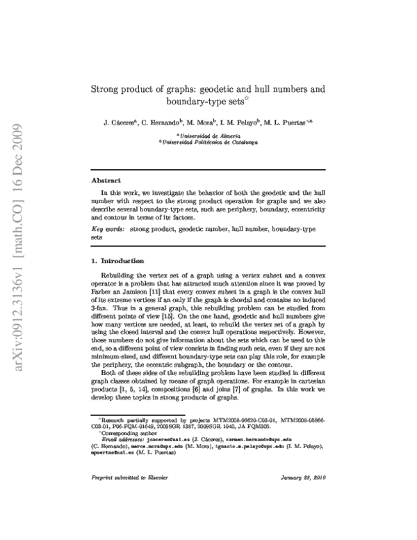 (PDF) Strong product of graphs: Geodetic and hull number and boundary ...