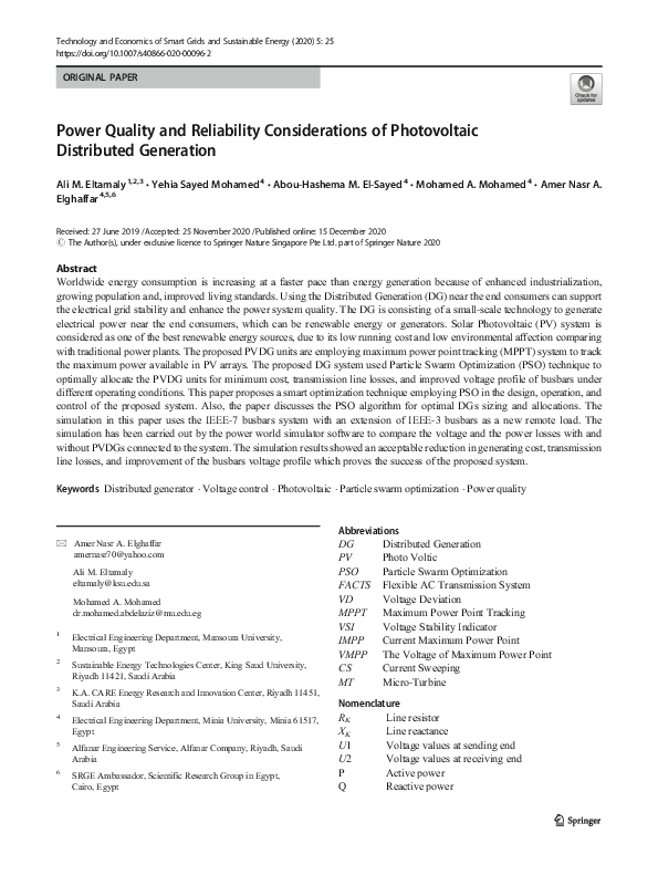 (PDF) Power Quality and Reliability Considerations of Photovoltaic ...