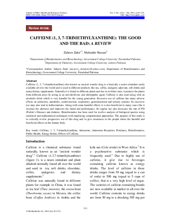 (PDF) Caffeine (1, 3, 7-TRIMETHYLXANTHINE): The Good and the Bad: A Review