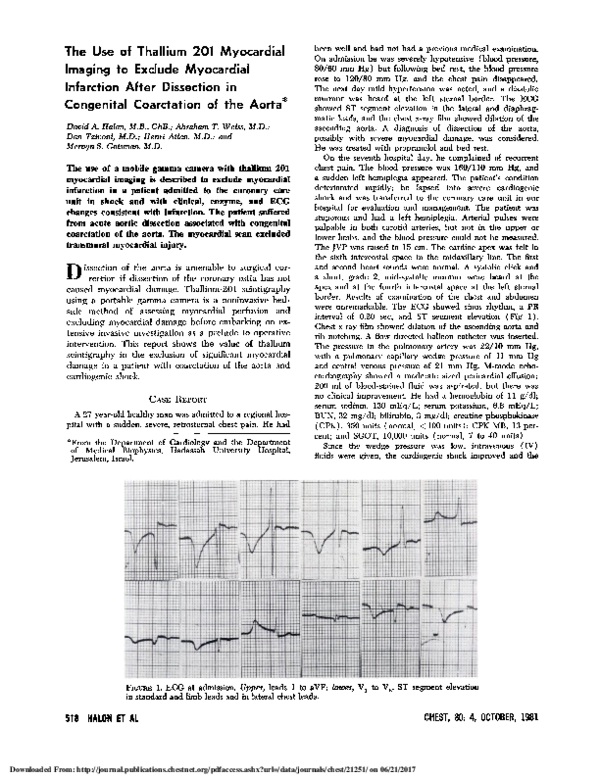 (PDF) The use of thallium 201 myocardial imaging to exclude myocardial ...