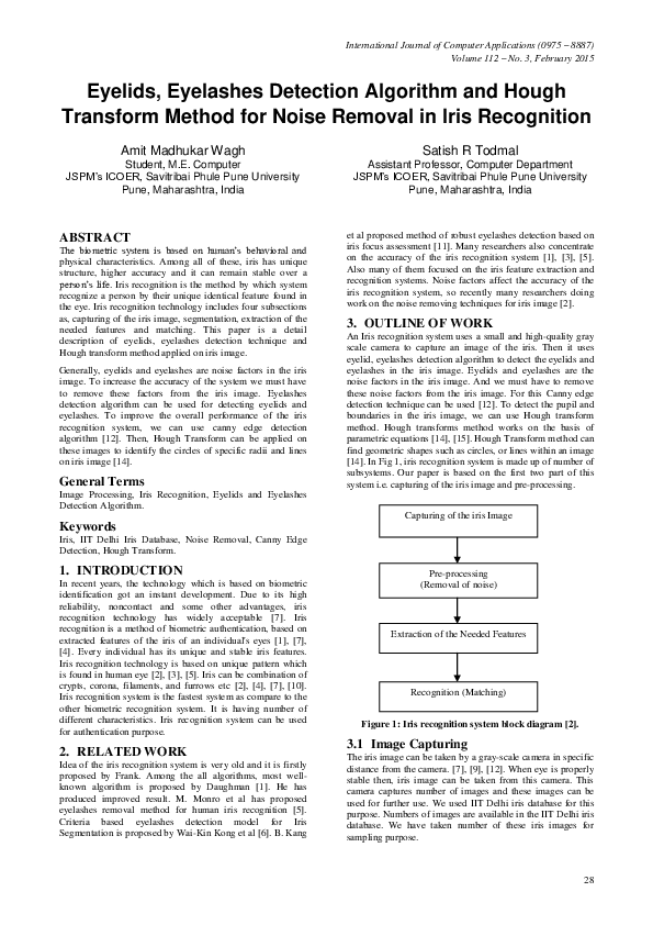 Pdf Eyelids Eyelashes Detection Algorithm And Hough Transform Method