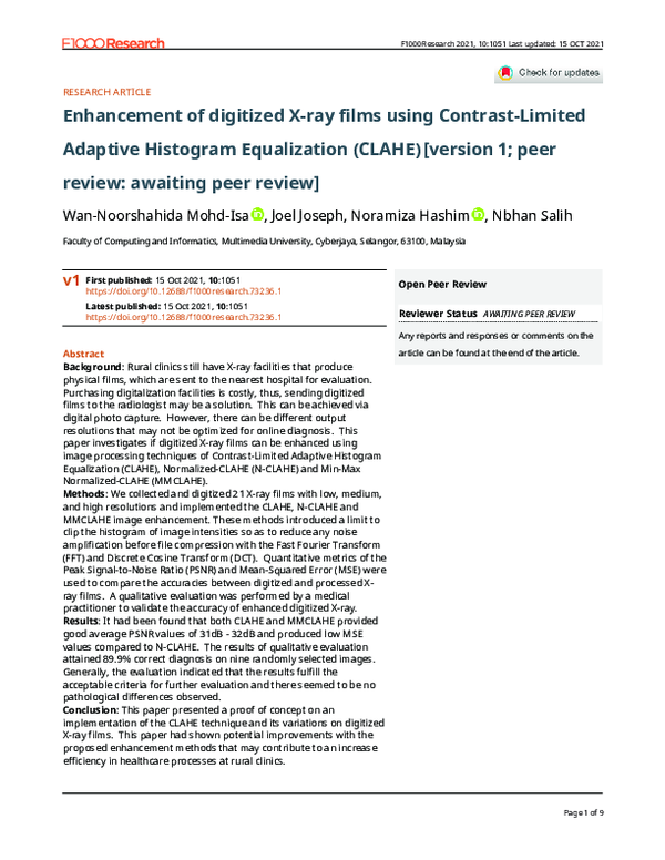 (PDF) Enhancement of digitized X-ray films using Contrast-Limited ...