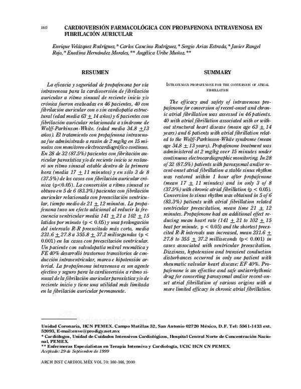 (PDF) Cardioversión Cardiológica con propafenona intravenosa en ...
