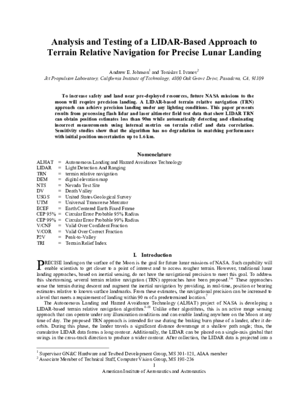 Pdf Ground Testbed Development Of Navigation System For Lunar Lander