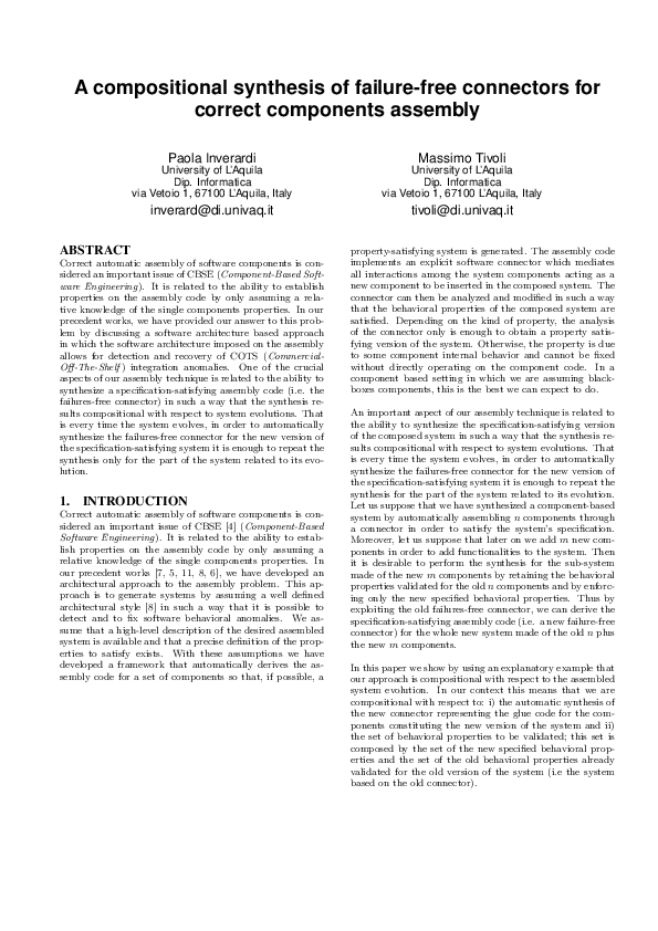 (PDF) A compositional synthesis of failure-free connectors for correct ...