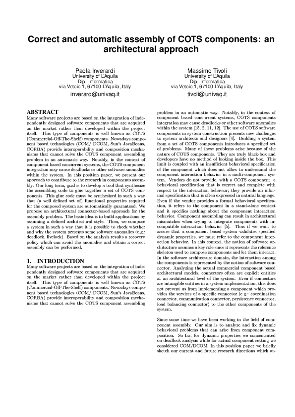 (PDF) Correct and automatic assembly of COTS components: an ...