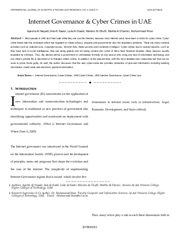 (DOC) Internet Governance & Cyber Crimes in UAE