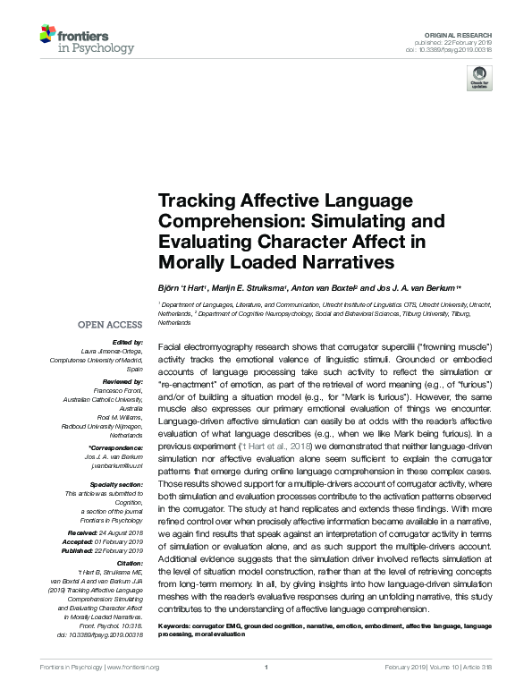 (PDF) Tracking Affective Language Comprehension: Simulating and ...