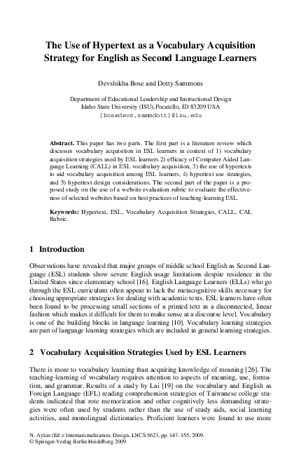 (PDF) The Use of Hypertext as a Vocabulary Acquisition Strategy for ...