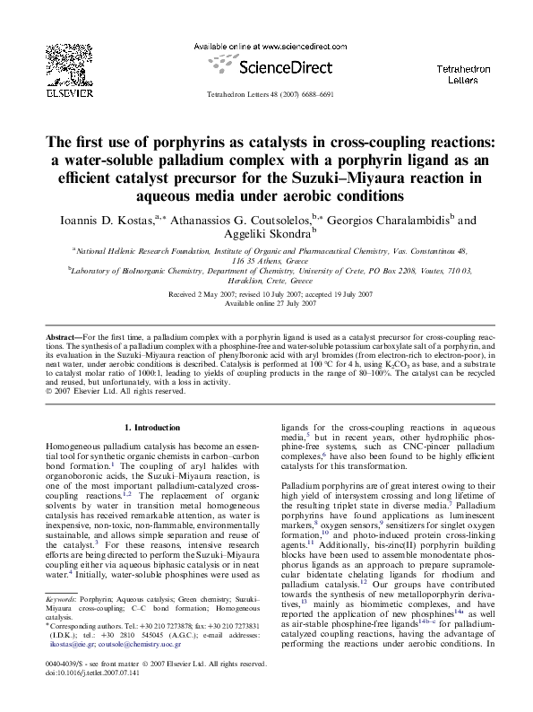 (PDF) Use of palladium catalysis in the synthesis of novel porphyrins and phthalocyanines ...
