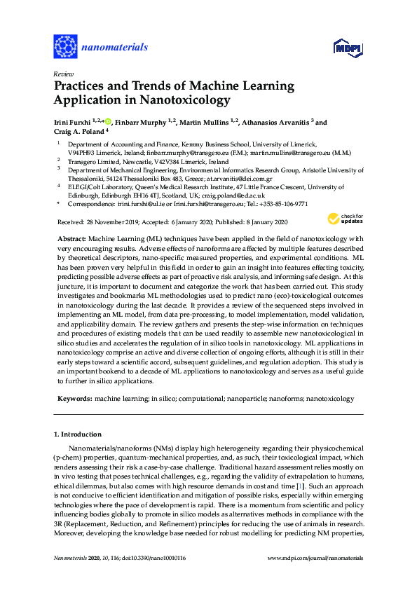 (PDF) Practices and Trends of Machine Learning Application in Nanotoxicology