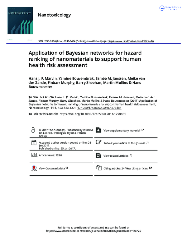 (PDF) Application of Bayesian networks for hazard ranking of nanomaterials to support human ...
