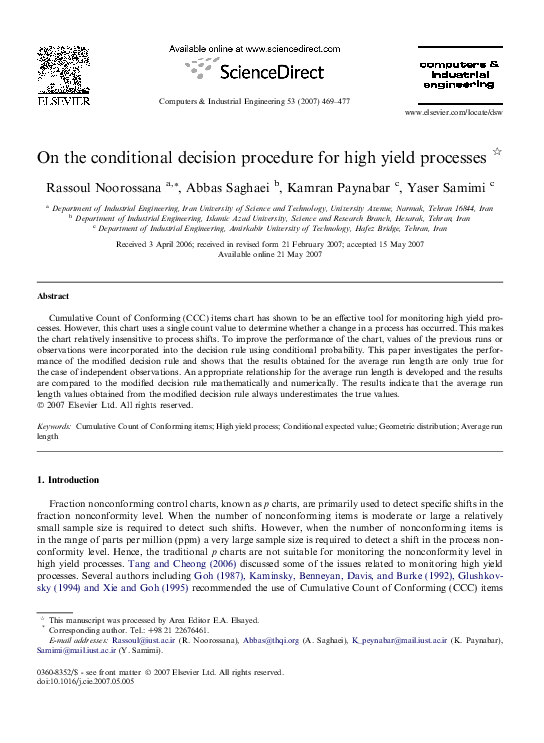 (PDF) On the conditional decision procedure for high yield processes