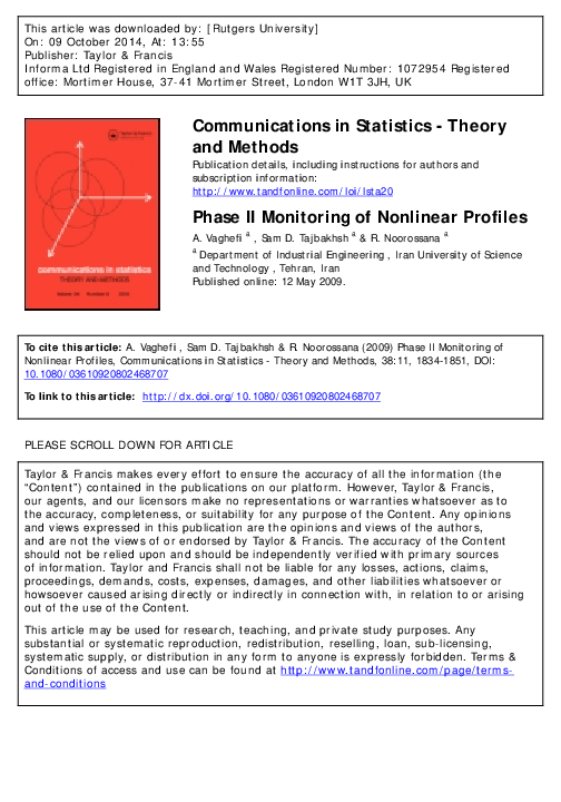 (PDF) Phase II Monitoring of Nonlinear Profiles
