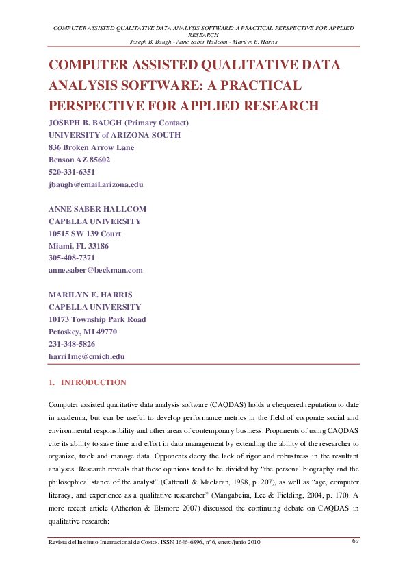 (PDF) Computer assisted qualitative data analysis software: a practical perspective for applied ...