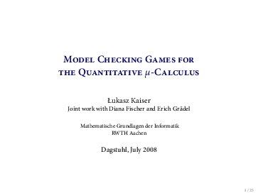 (PDF) Model Checking Games for the Quantitative mu-Calculus