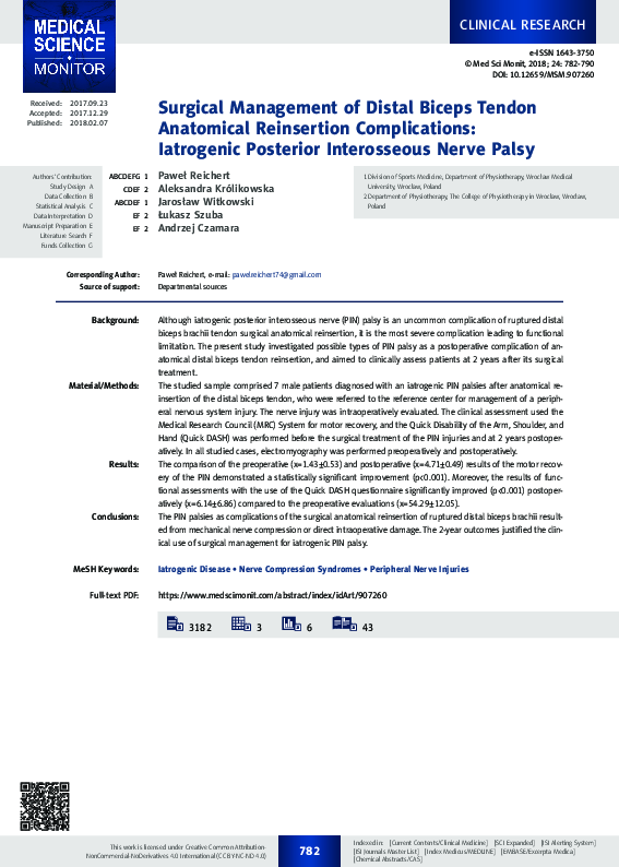 (PDF) Surgical Management of Distal Biceps Tendon Anatomical ...