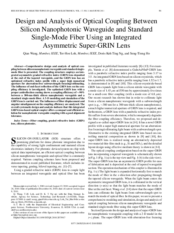(PDF) Design and Analysis of Optical Coupling Between Silicon ...