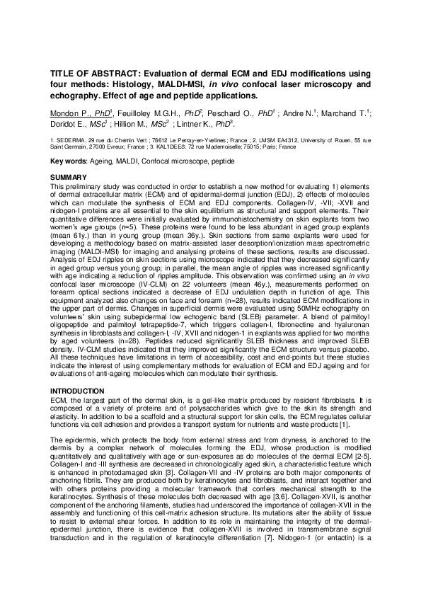 (PDF) Evaluation of dermal ECM and EDJ modifications using four methods ...