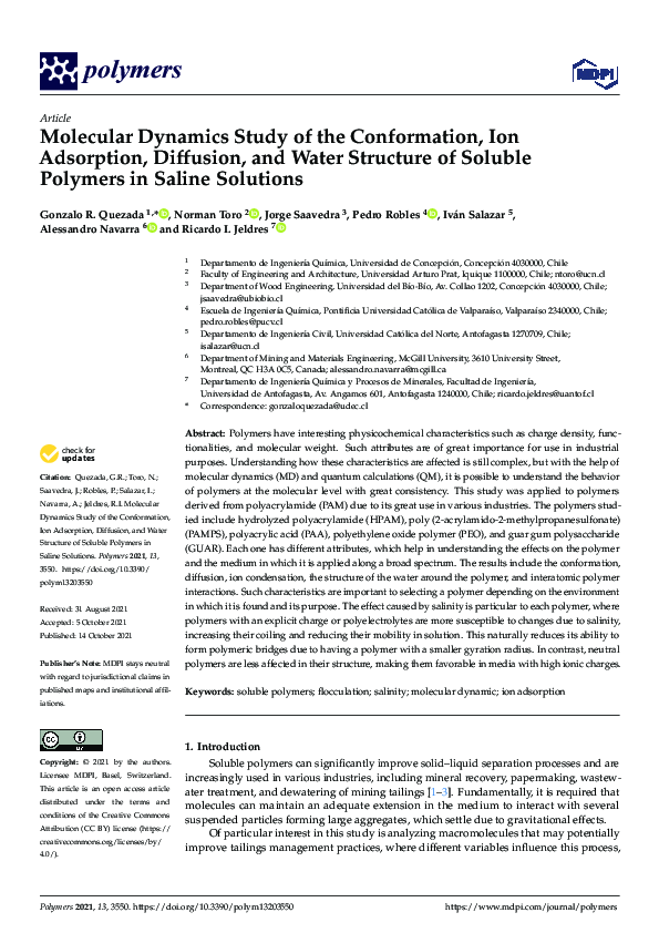 (PDF) Molecular Dynamics Study of the Conformation, Ion Adsorption, Diffusion, and Water ...