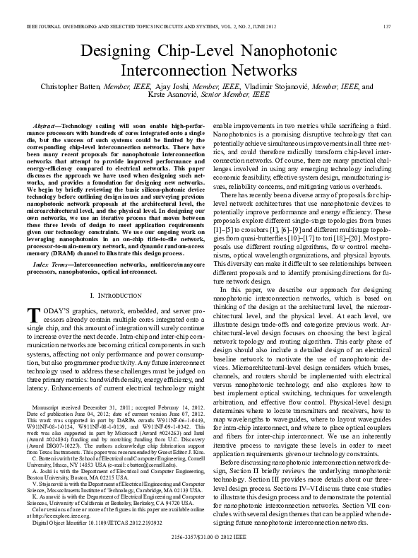(PDF) Designing Chip-Level Nanophotonic Interconnection Networks
